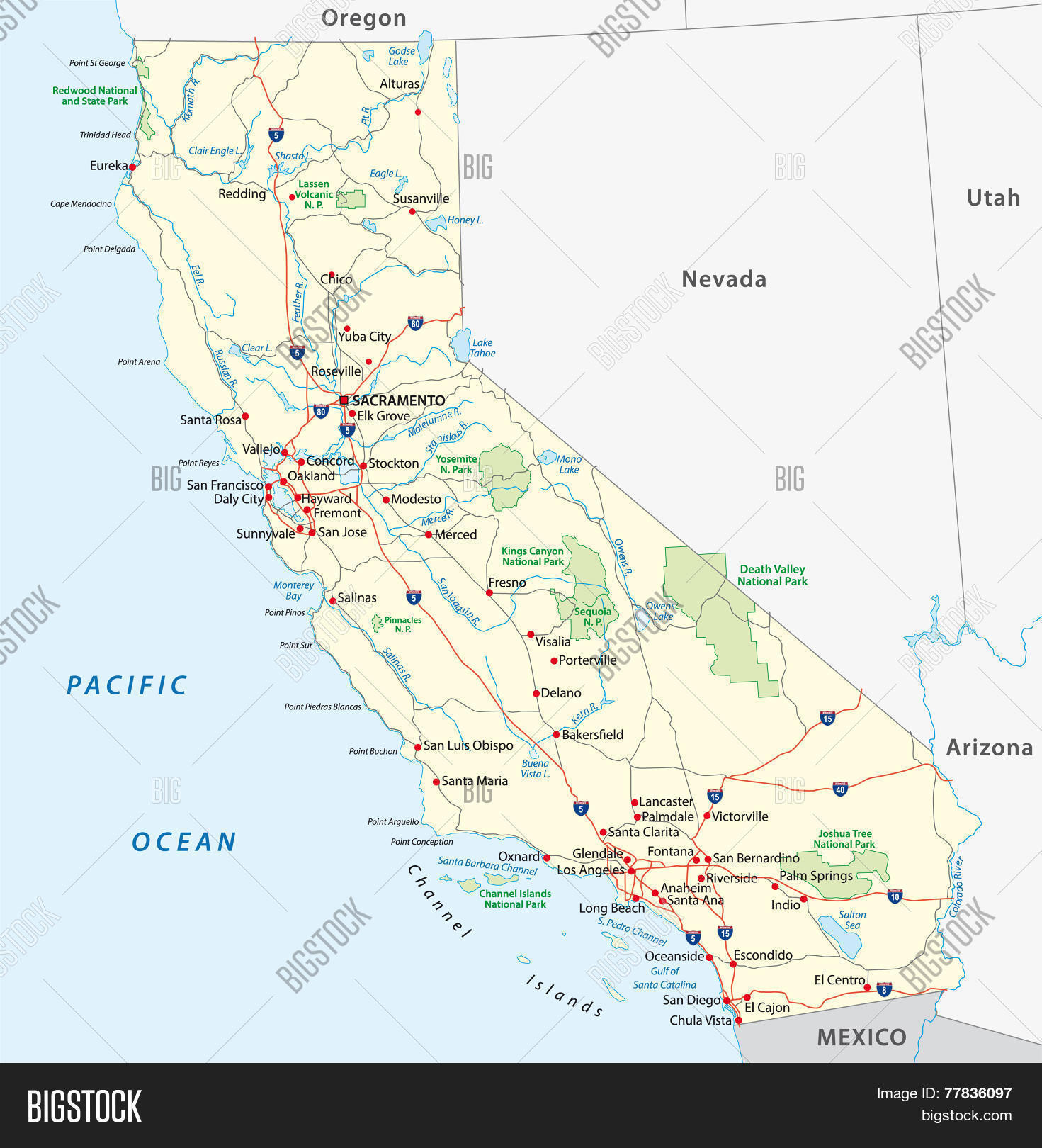California Road Map Vector & Photo (Free Trial) | Bigstock