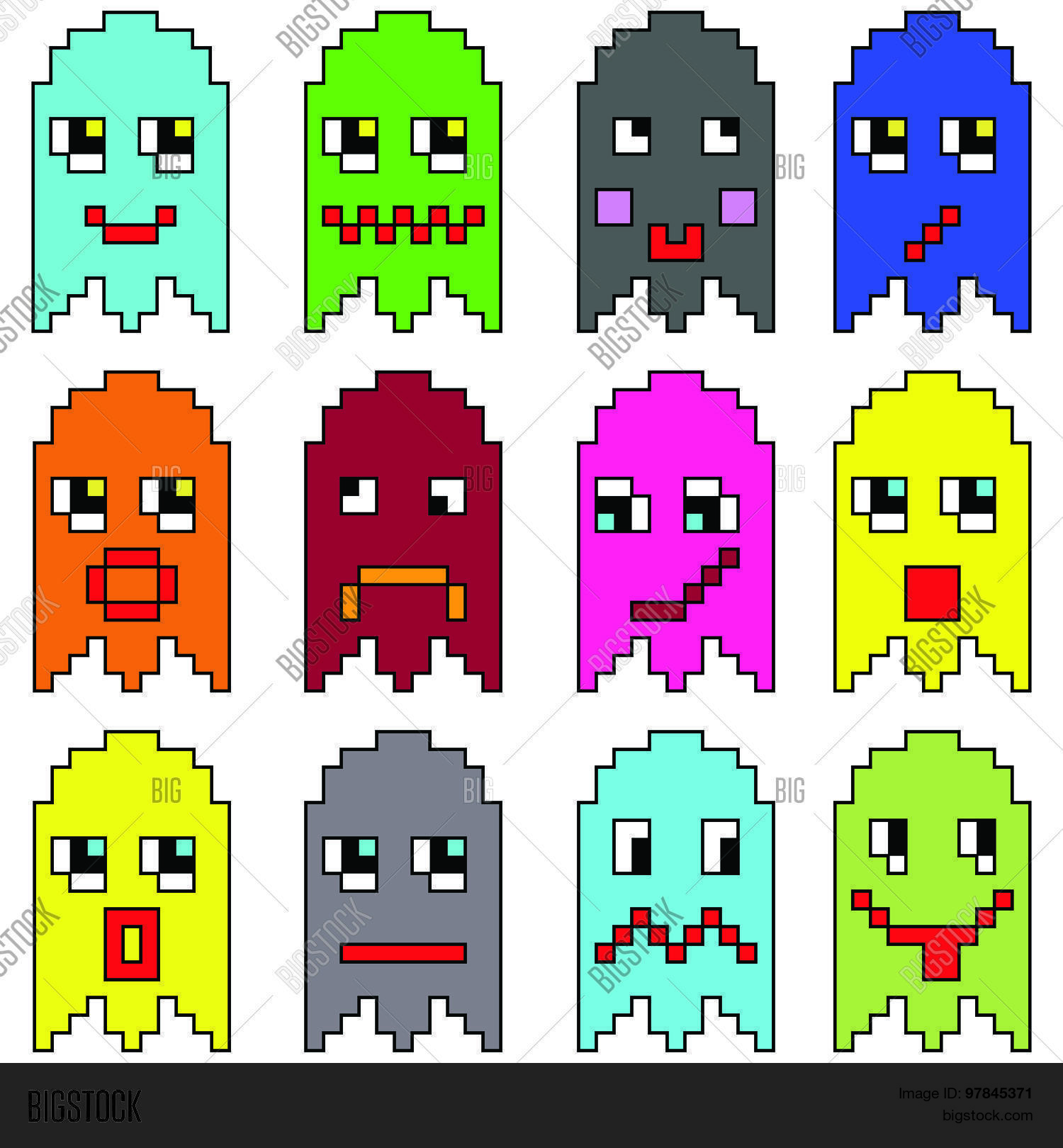 Pixelated Emoticons Vector & Photo (Free Trial) | Bigstock