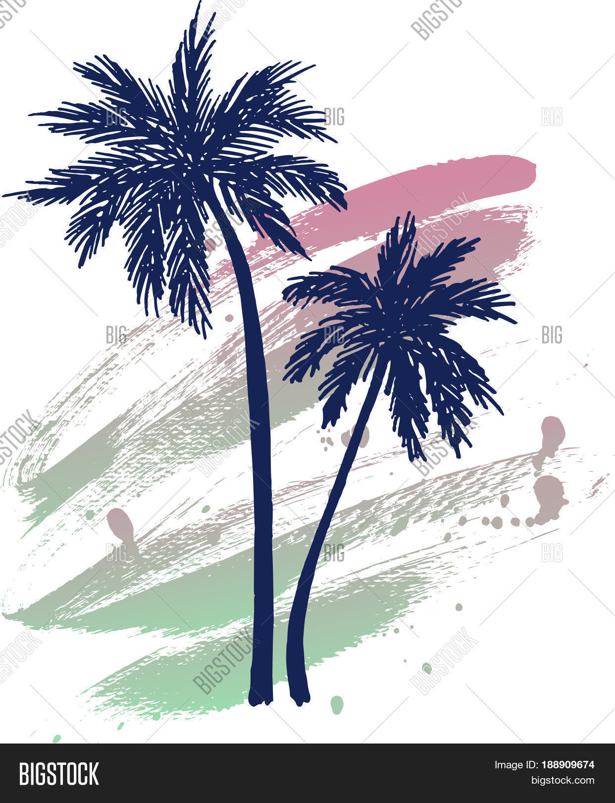 Hand Drawn Palm Trees Vector & Photo (Free Trial) | Bigstock