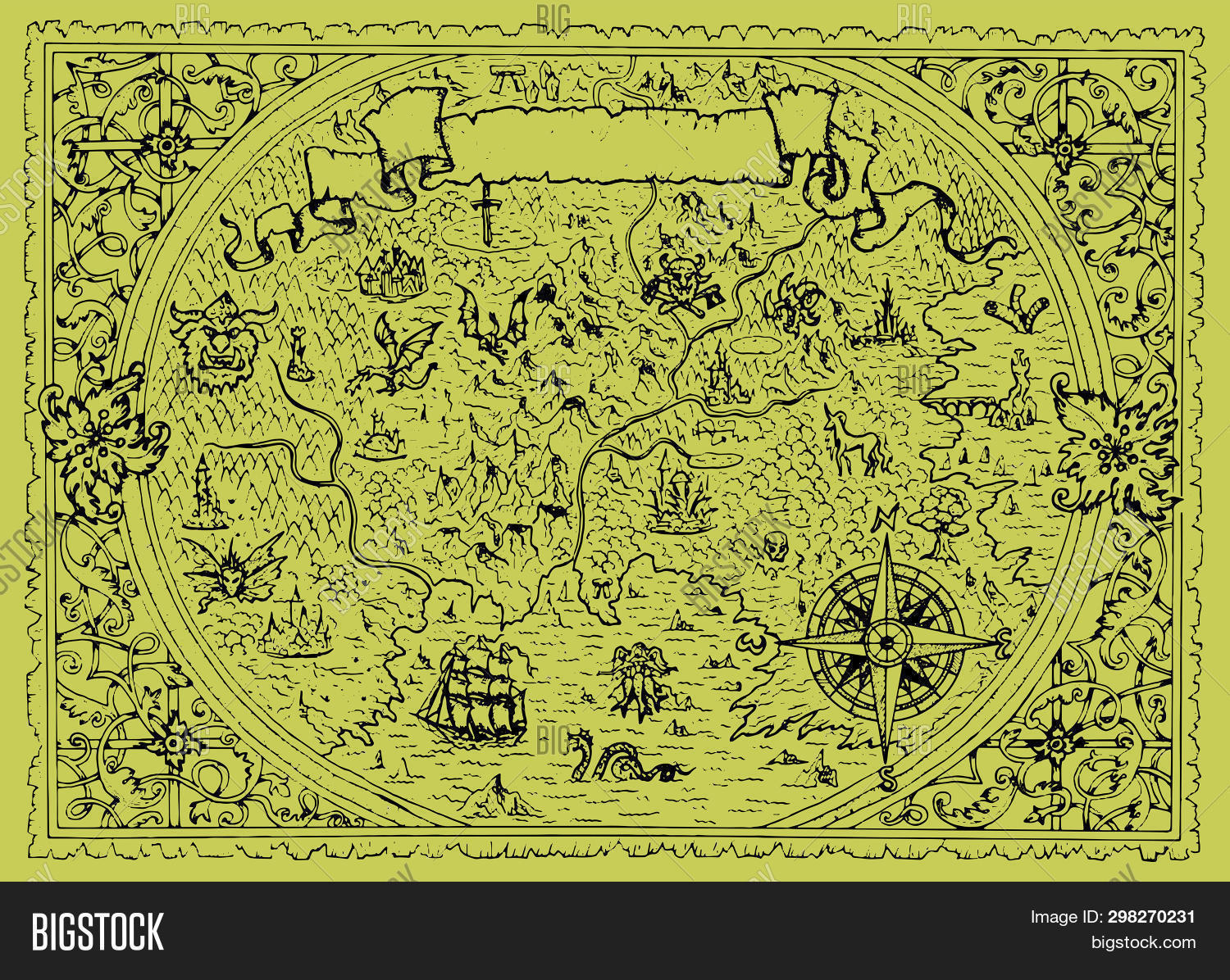 Vector Fantasy Map Vector & Photo (Free Trial) | Bigstock