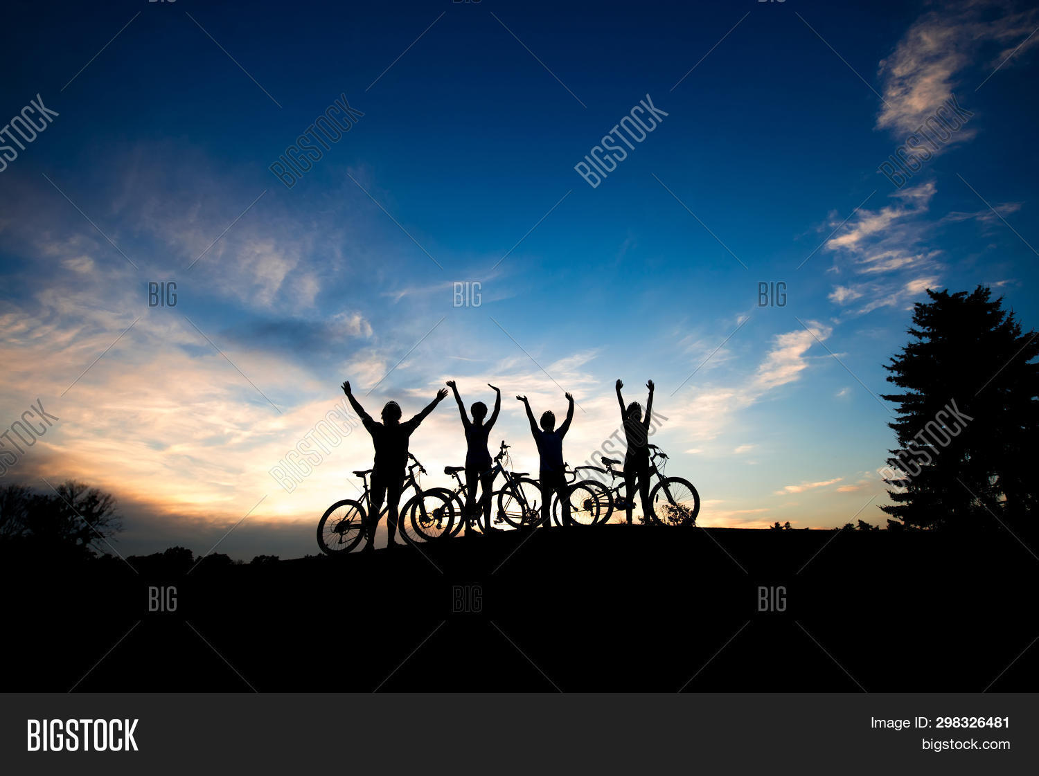 Silhouettes Cyclists Image & Photo (Free Trial) | Bigstock