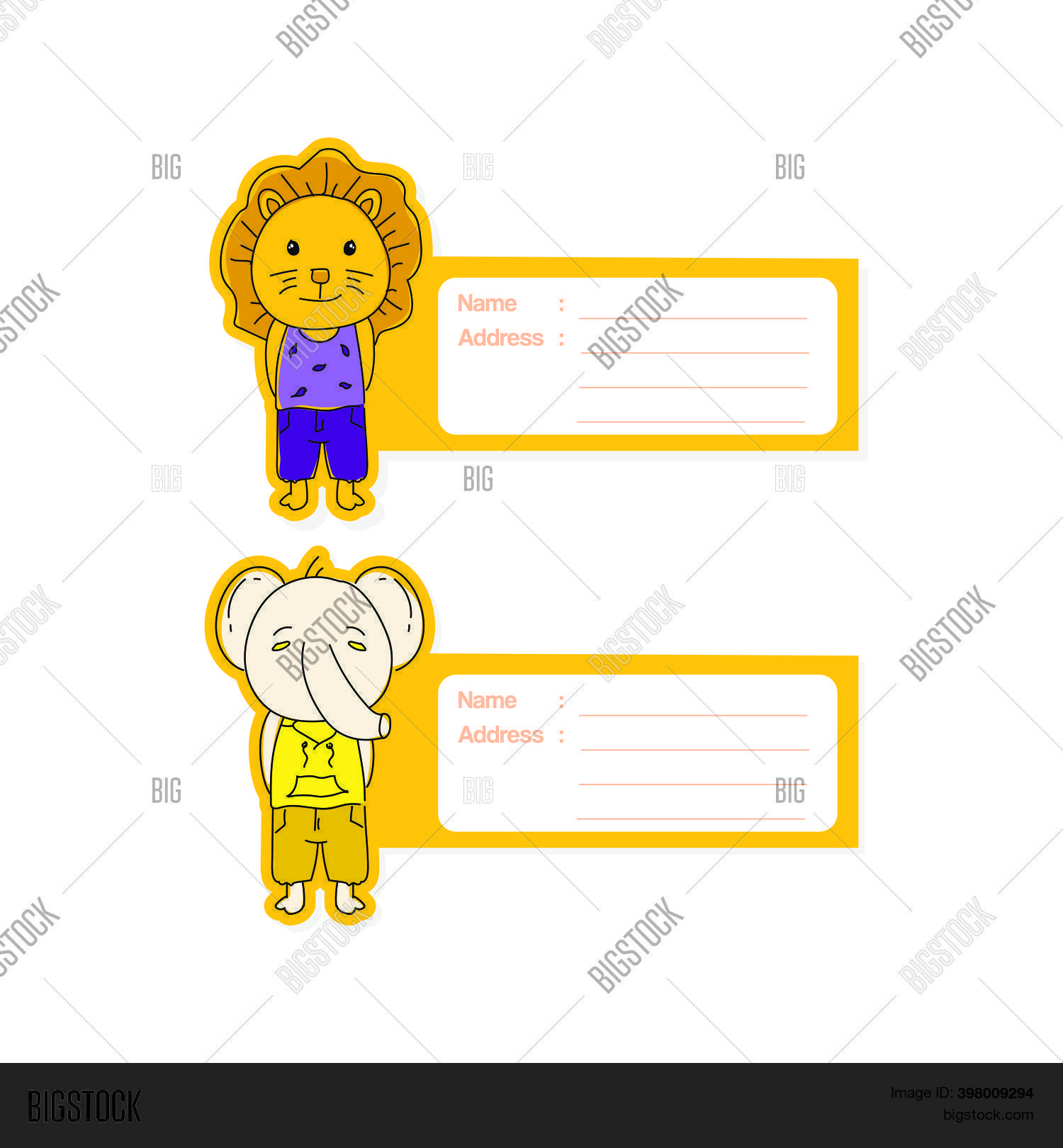 Cute Animal Label Vector & Photo (Free Trial) | Bigstock
