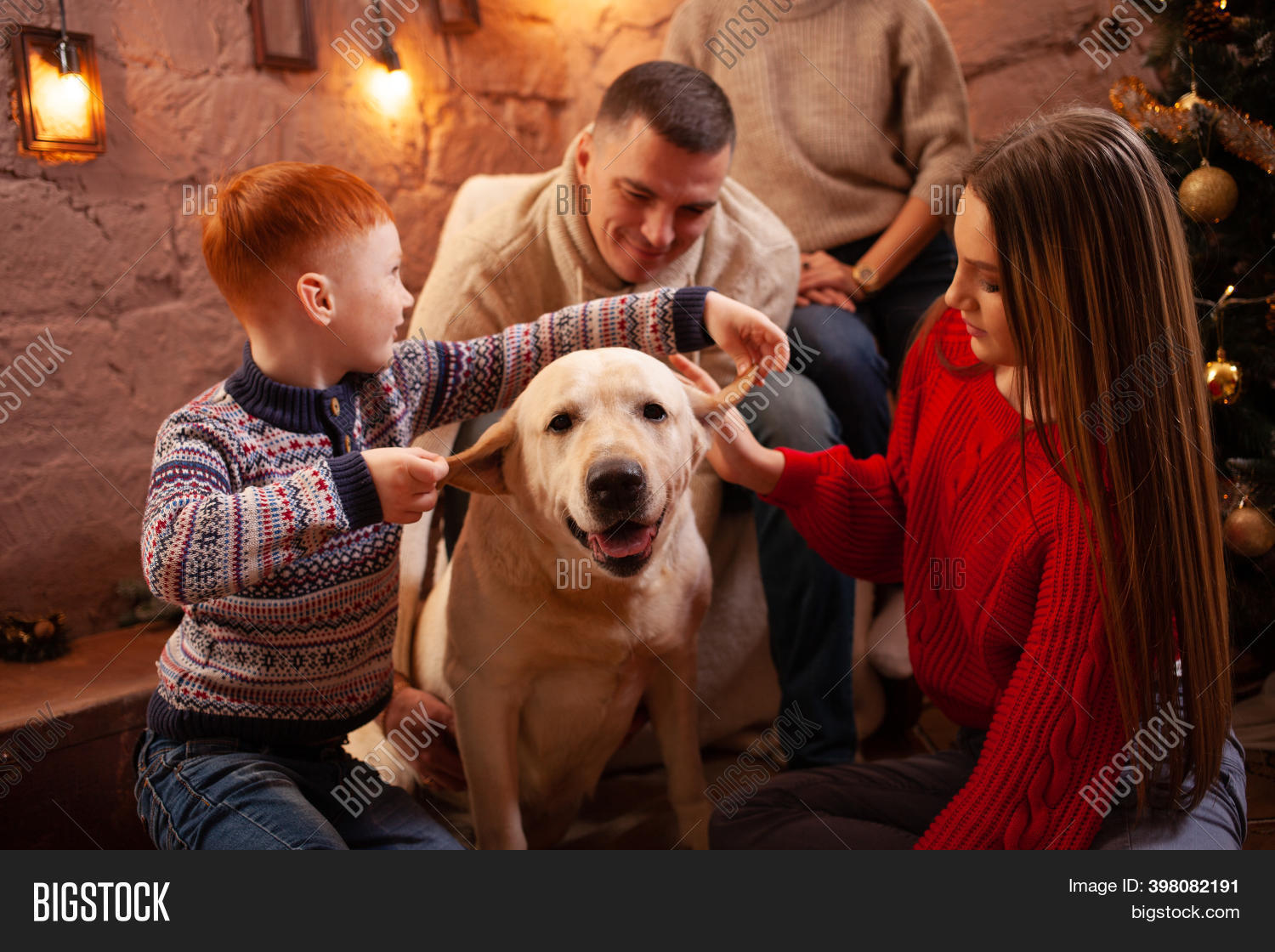 Happy Family Four Dog Image & Photo (Free Trial) | Bigstock