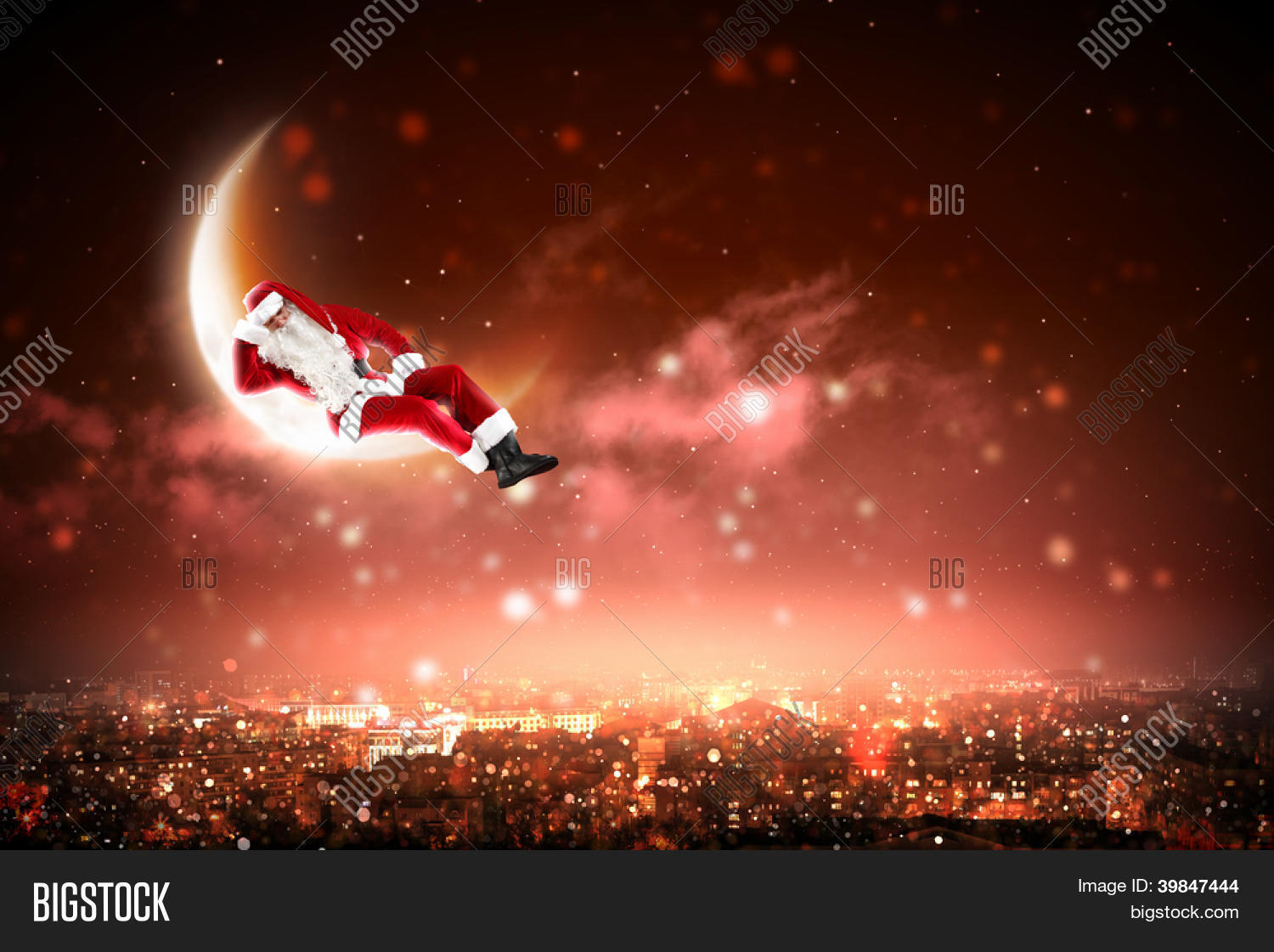 Santa Claus On Moon Image & Photo (Free Trial) | Bigstock
