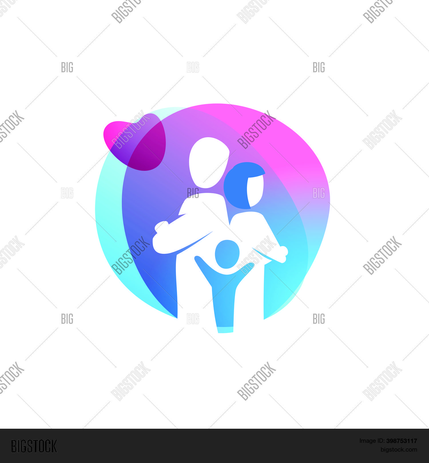 Happy Family Emblem Vector & Photo (Free Trial) | Bigstock