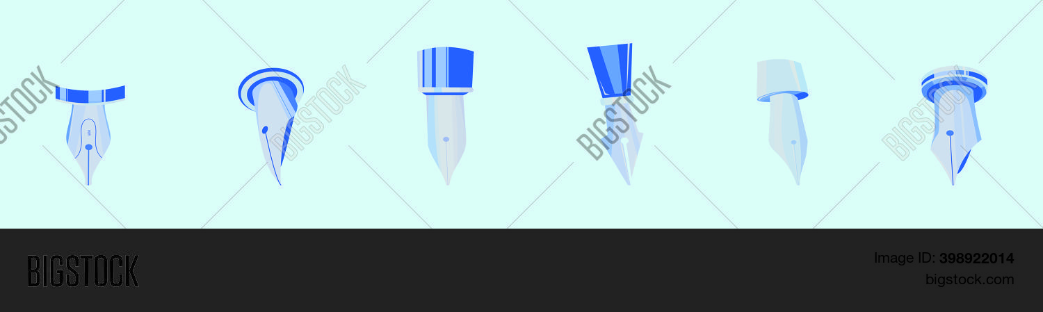 Set Pen Nib Cartoon Vector & Photo (Free Trial) | Bigstock