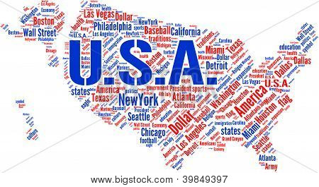 USA Map Word Cloud Image & Photo (Free Trial) | Bigstock