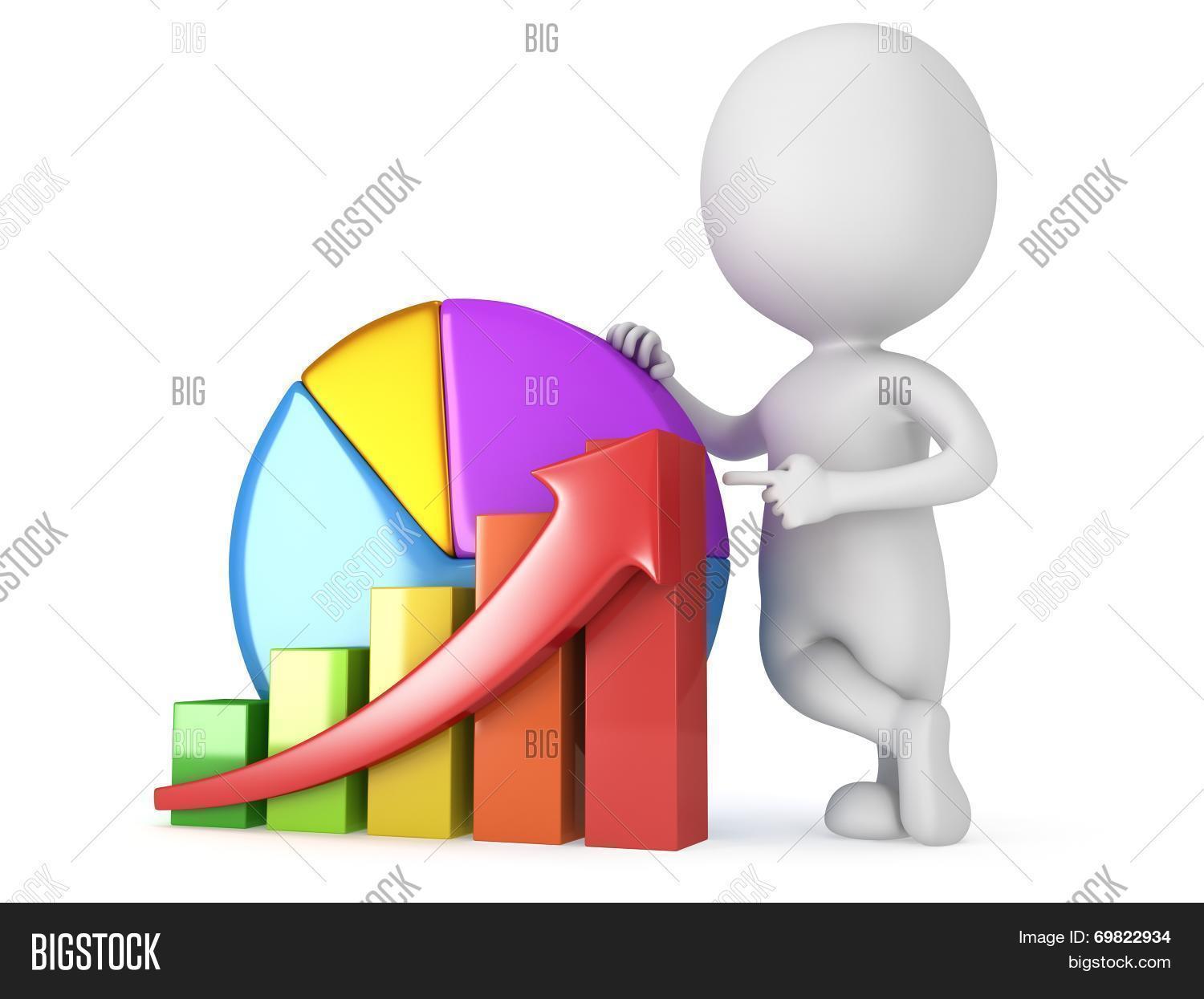 3D Man Bar Graph Pie Image & Photo (Free Trial) | Bigstock