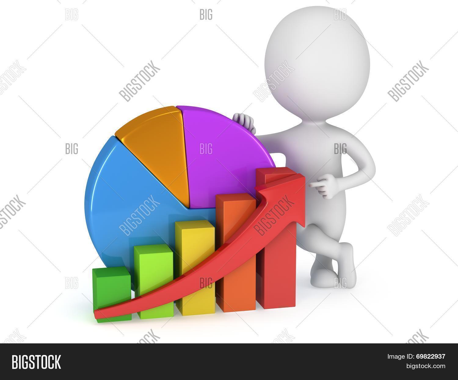 3D Man Bar Graph Pie Image & Photo (Free Trial) | Bigstock