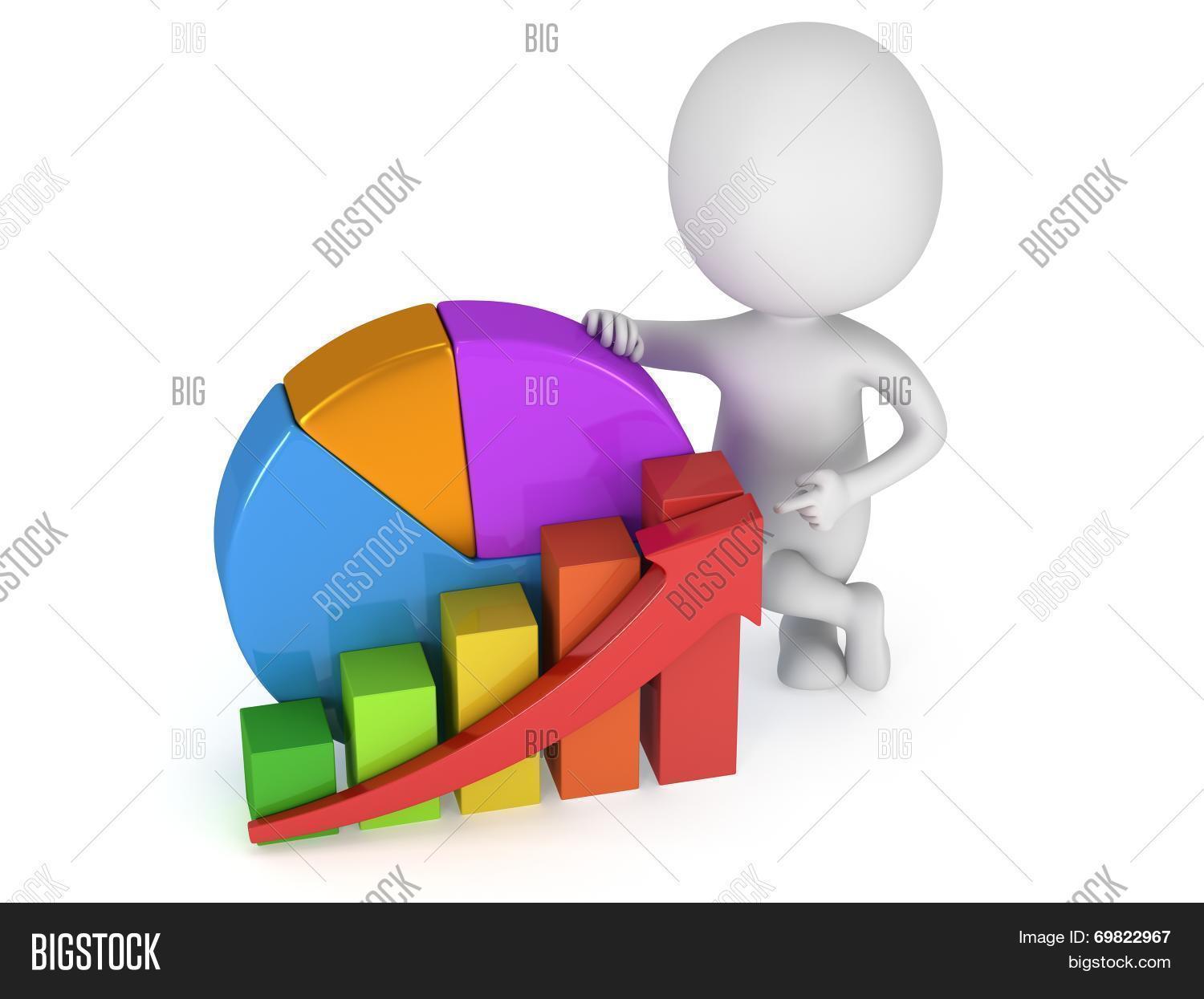 3D Man Bar Graph Pie Image & Photo (Free Trial) | Bigstock