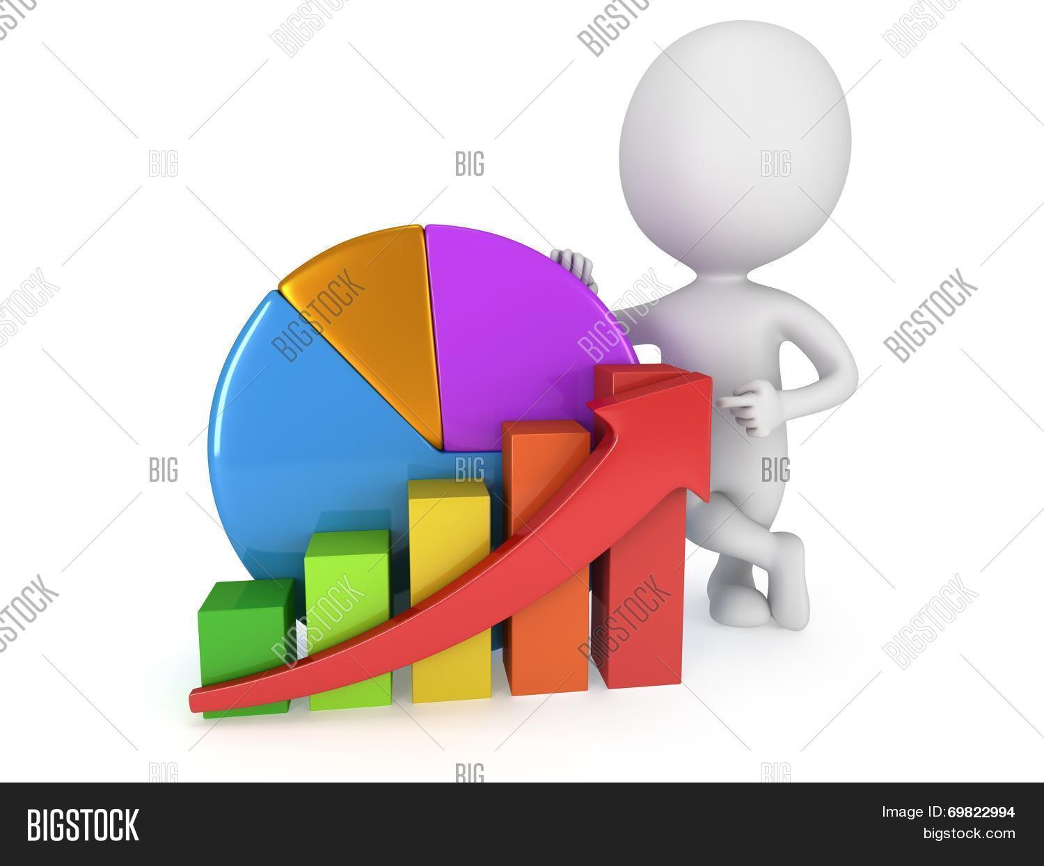 3D Man Bar Graph Pie Image & Photo (Free Trial) | Bigstock