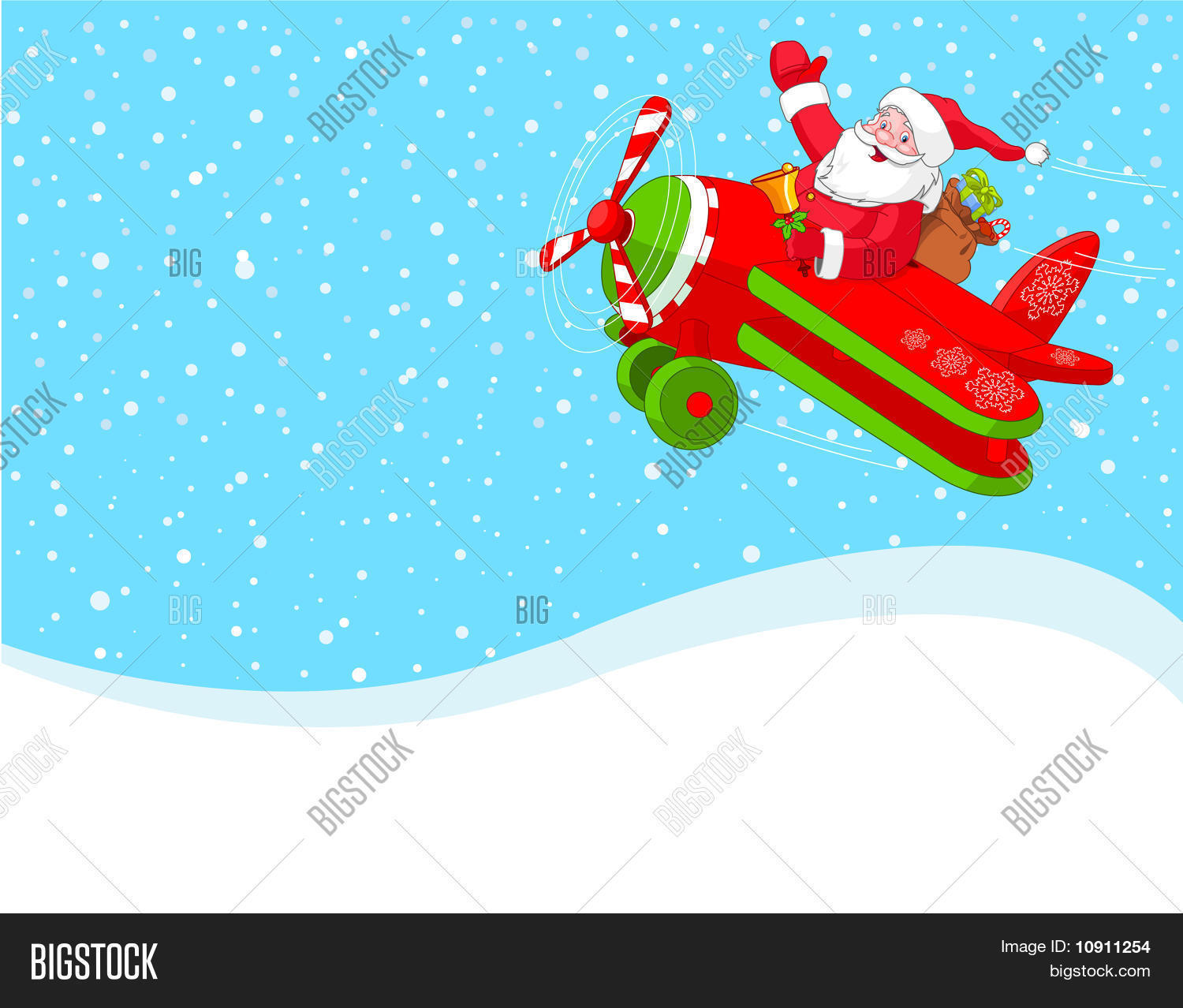 Santa Flying Airplane Vector & Photo (Free Trial) | Bigstock