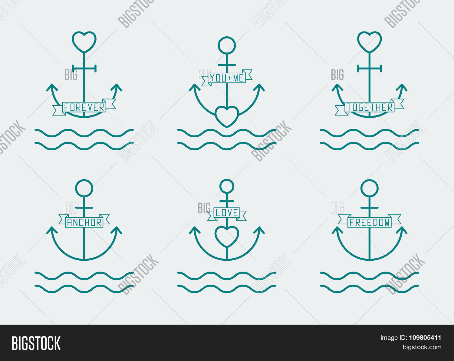 Anchor Heart Set Vector & Photo (Free Trial) | Bigstock