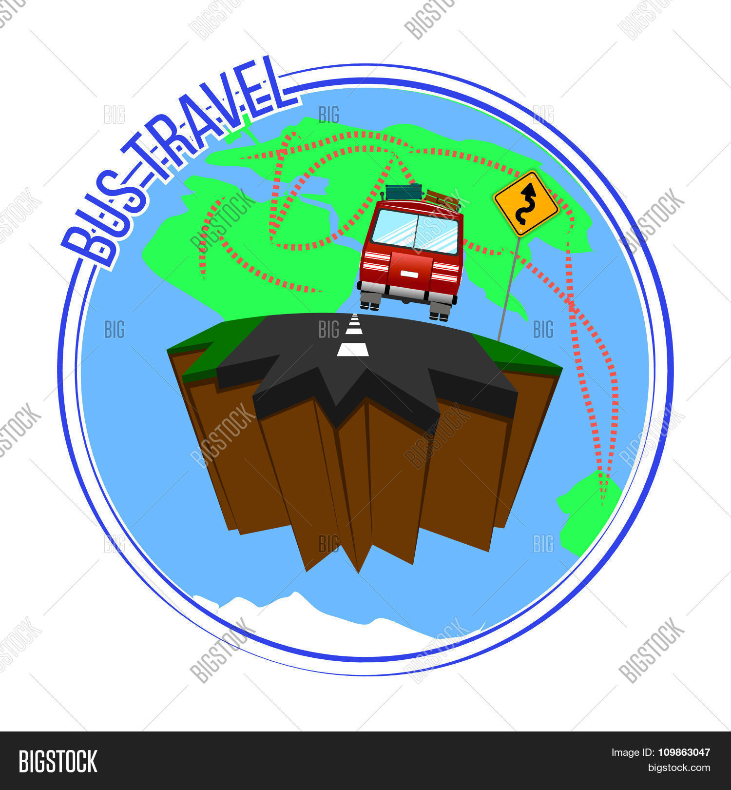 Bus Travel Around Vector & Photo (Free Trial) | Bigstock