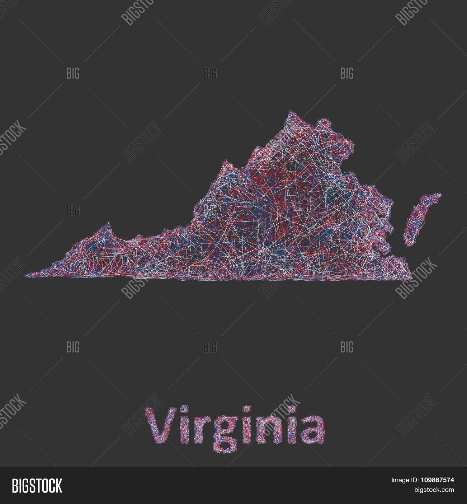 Virginia Line Art Map Vector & Photo (Free Trial) | Bigstock