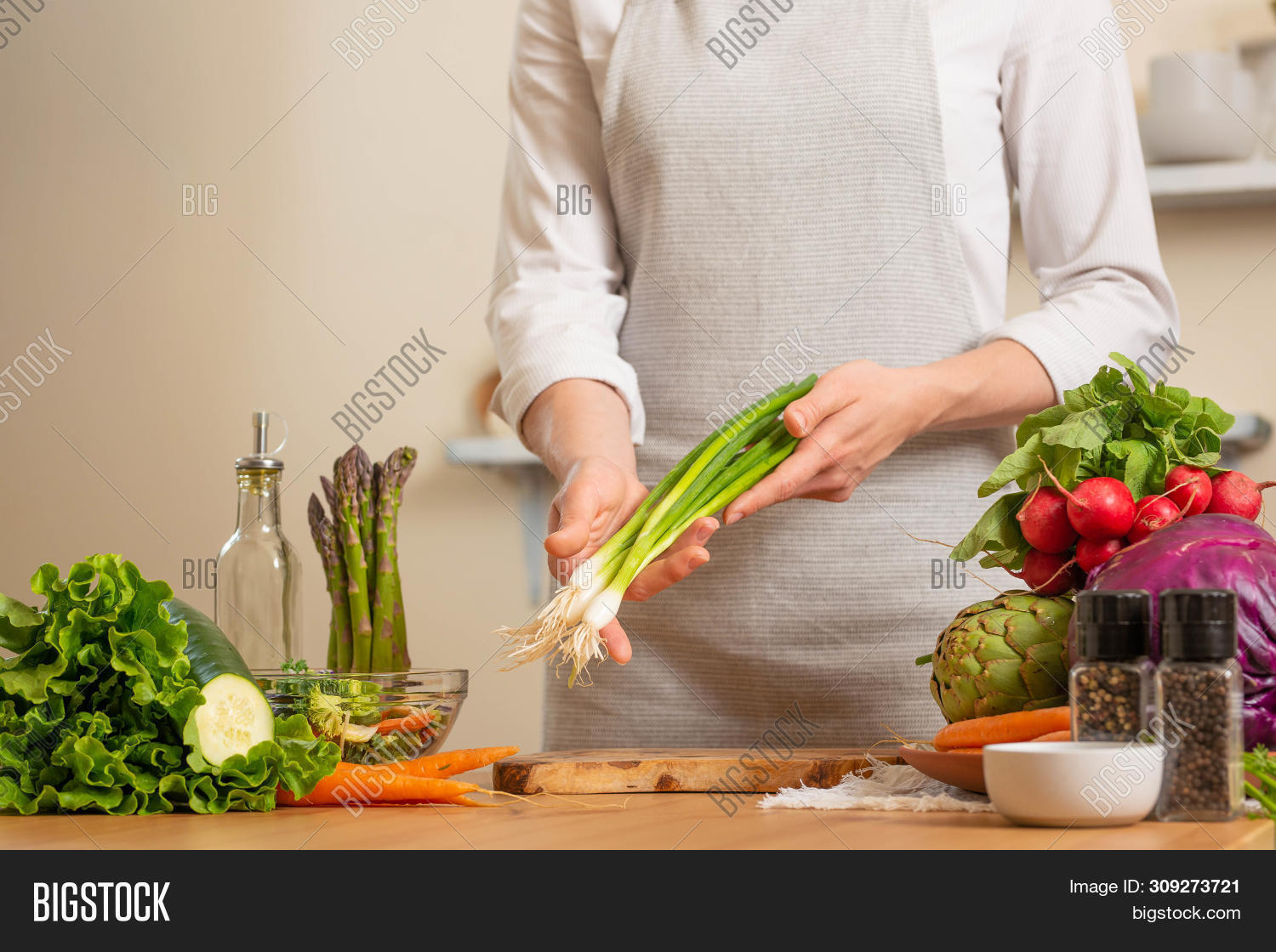 Chef Cook Green Onions Image & Photo (Free Trial) | Bigstock