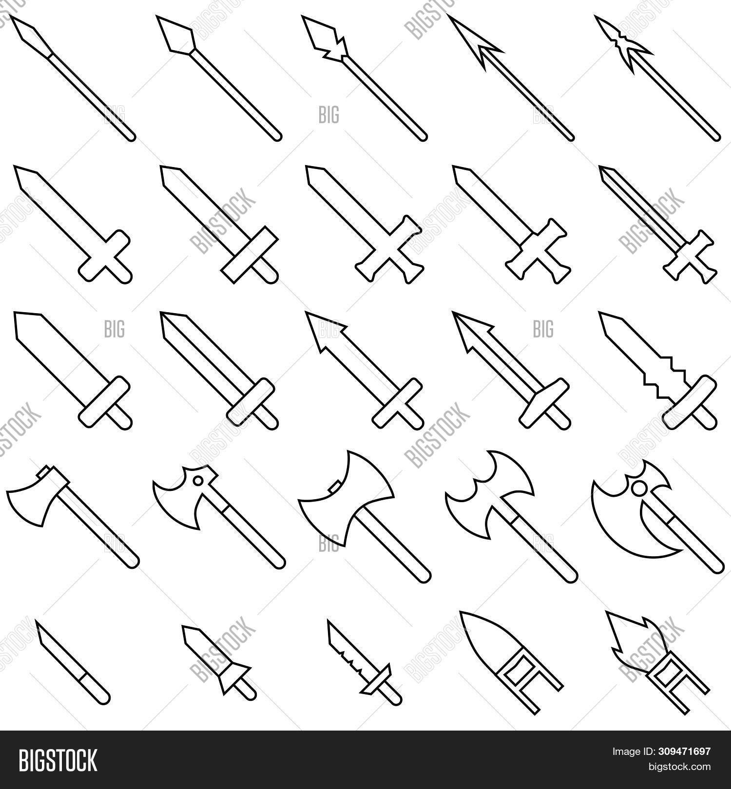 Set 25 Outline Weapon Image & Photo (Free Trial) | Bigstock
