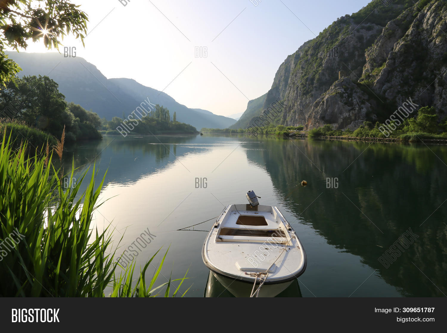 Fishing Boats On Lake Image & Photo (Free Trial) | Bigstock