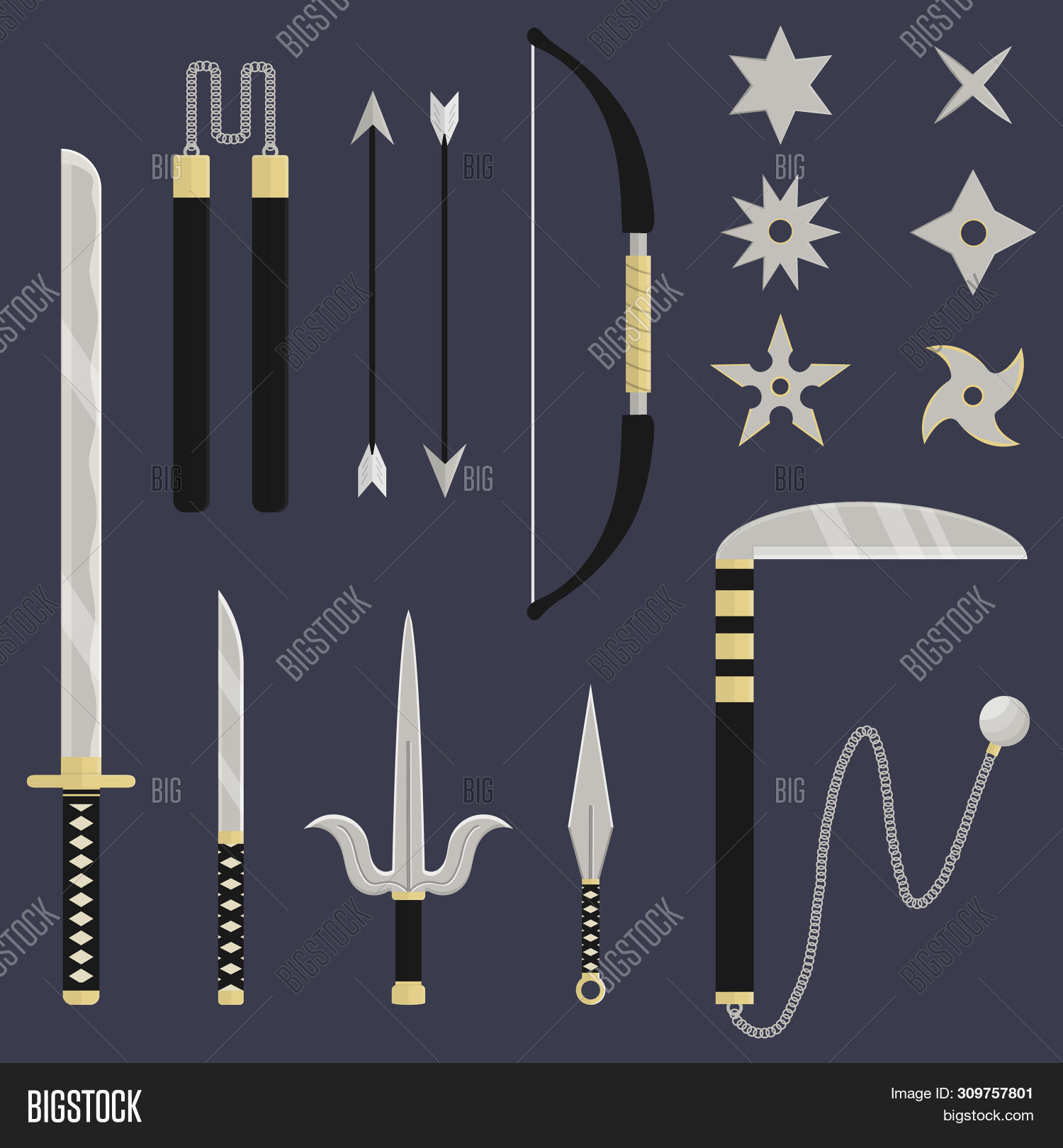 Ninja Weapon Set. Image & Photo (Free Trial) | Bigstock