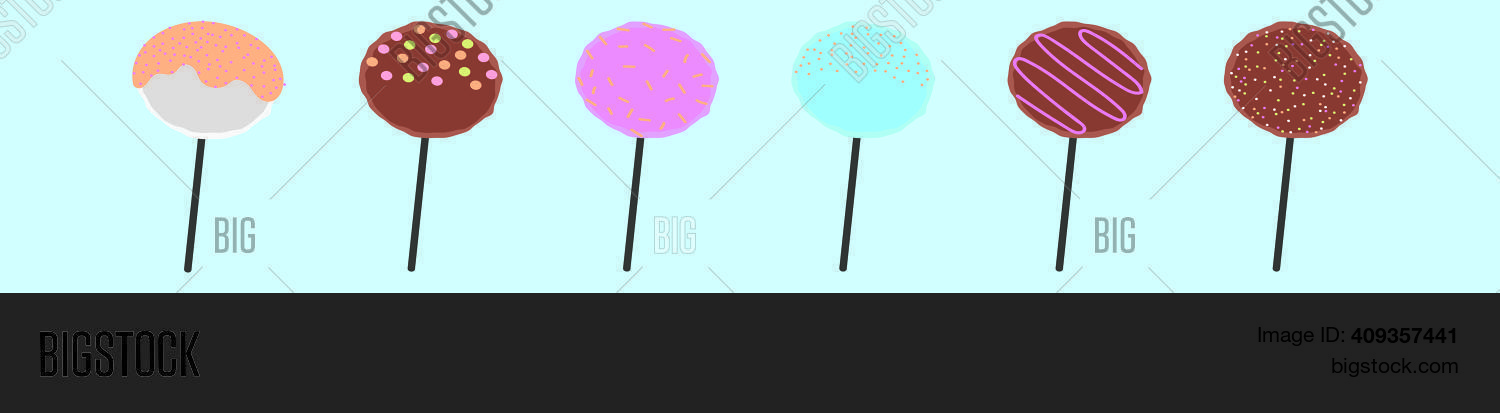 Set Cake Pop Cartoon Vector & Photo (Free Trial) | Bigstock