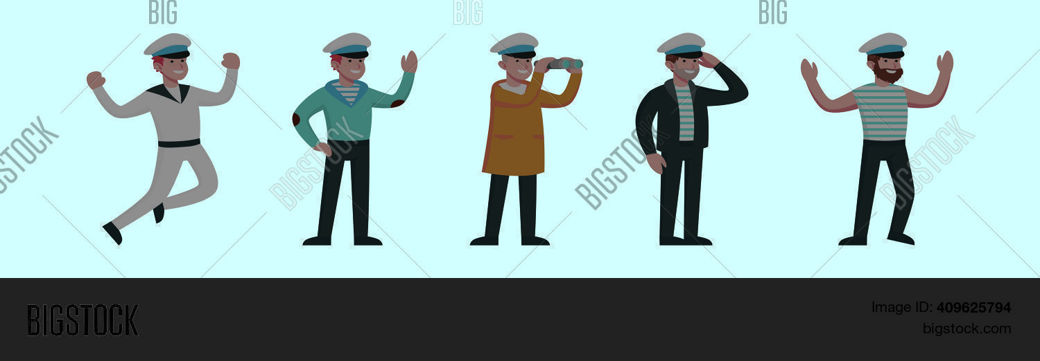 Set Seaman Character Vector & Photo (Free Trial) | Bigstock