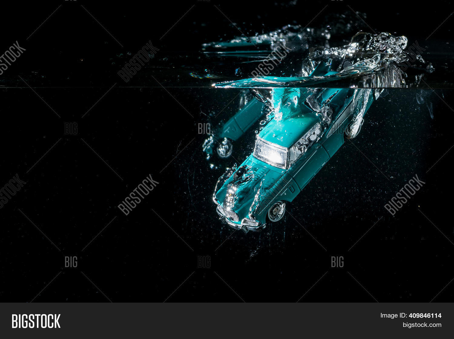 Blue Car Hits Water, Image & Photo (Free Trial) | Bigstock