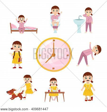 Girl Morning Routine Vector & Photo (Free Trial) | Bigstock