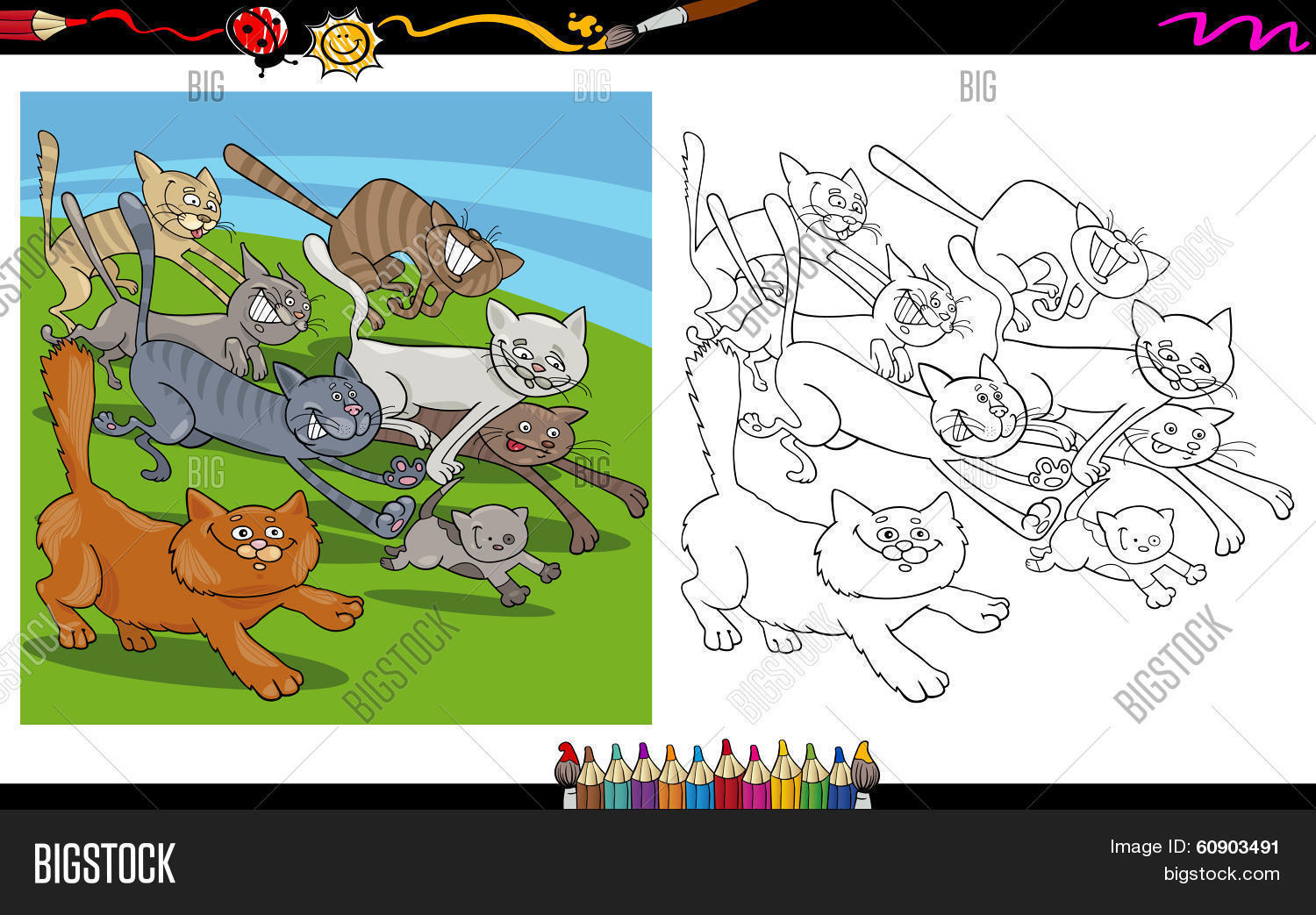 Running Cats Cartoon Vector & Photo (Free Trial) | Bigstock