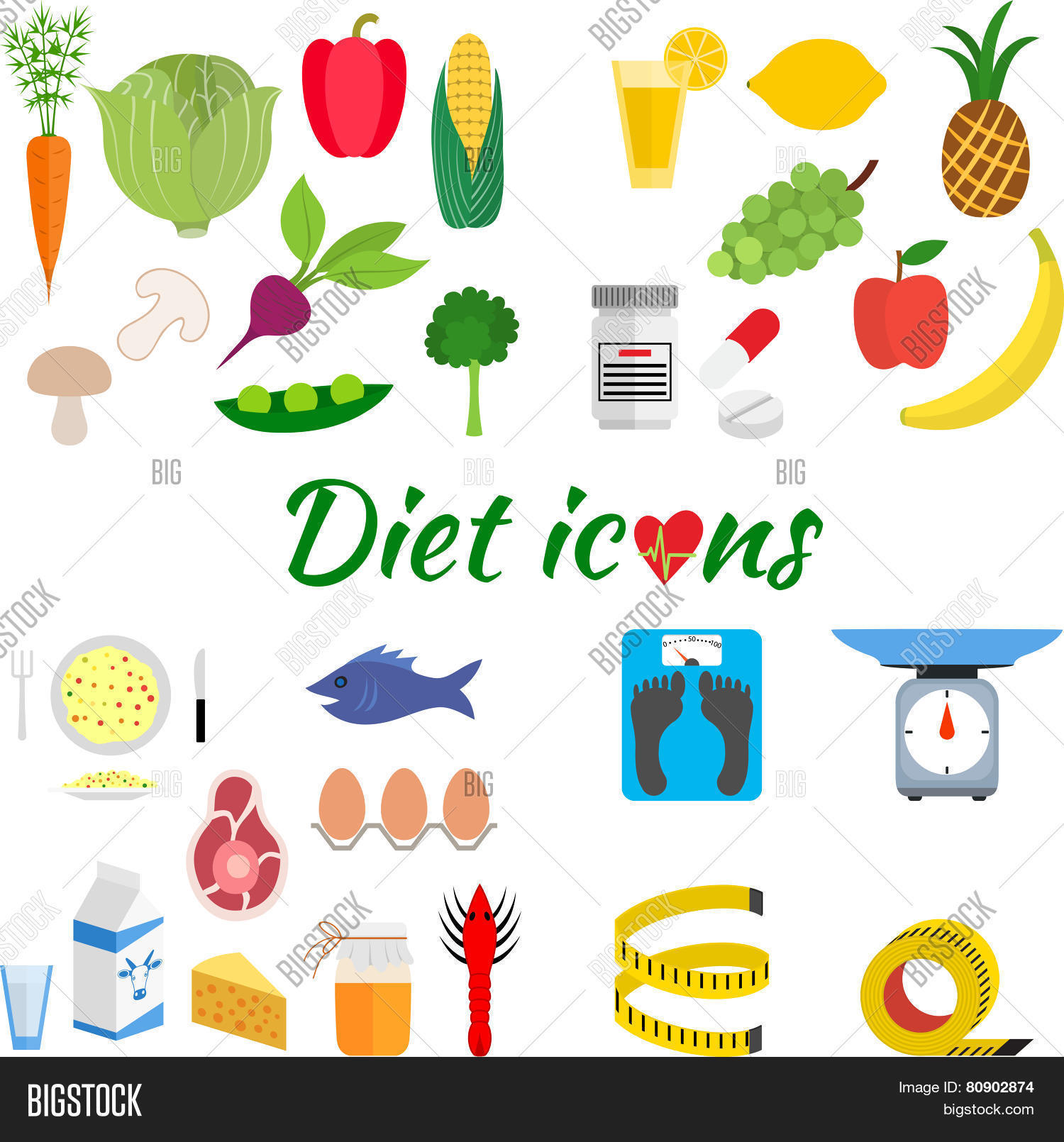 Dietetic Icon Set Vector & Photo (Free Trial) | Bigstock