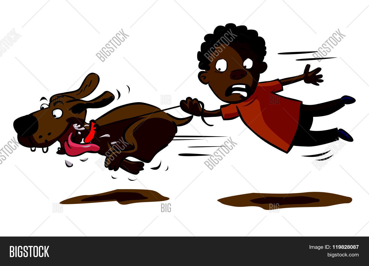 Happy Kid Pull Dog Vector & Photo (Free Trial) | Bigstock