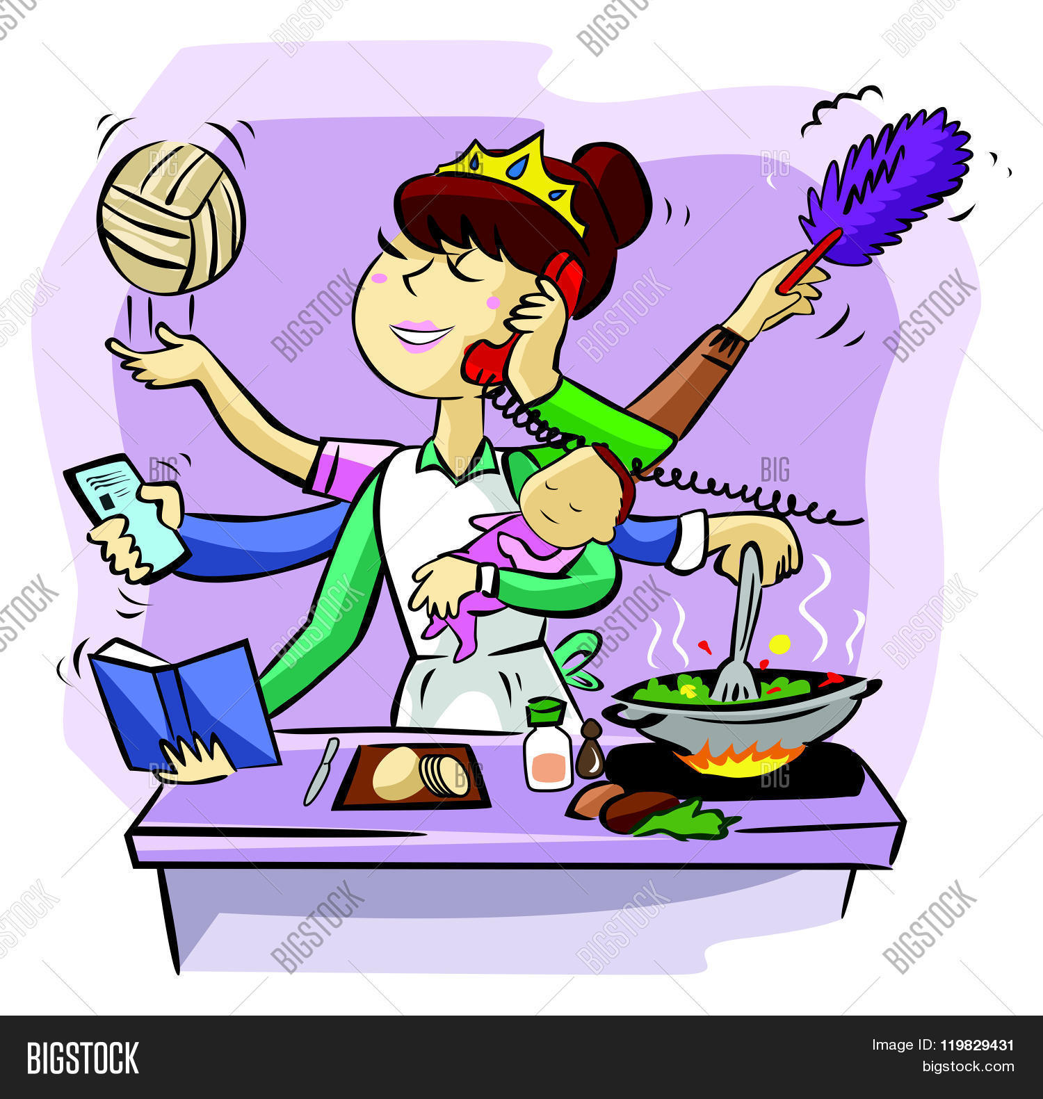 Busy Mom Vector & Photo (Free Trial) | Bigstock