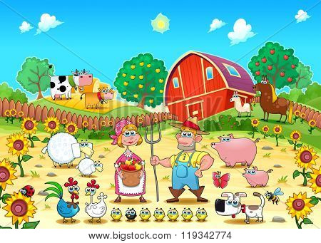 Funny Farm Scene Vector & Photo (Free Trial) | Bigstock