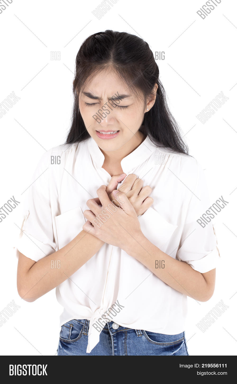 Woman Touching Her Image & Photo (Free Trial) | Bigstock