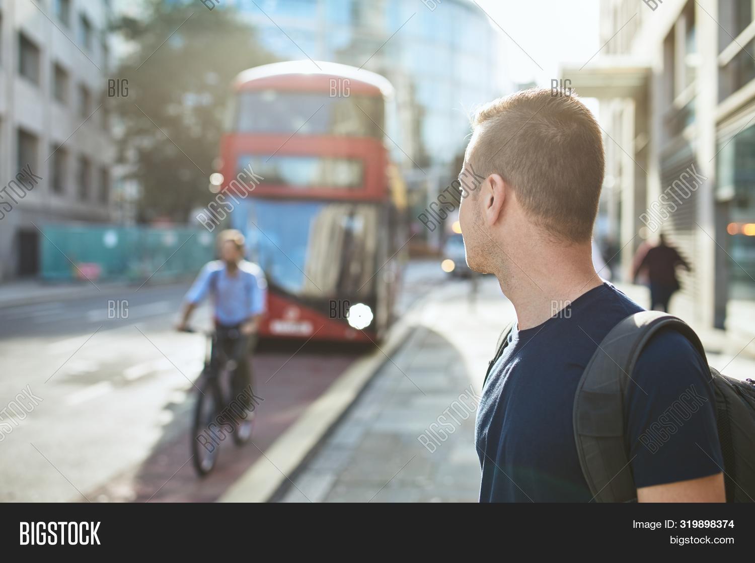 Young Man Waiting Bus Image & Photo (Free Trial) | Bigstock