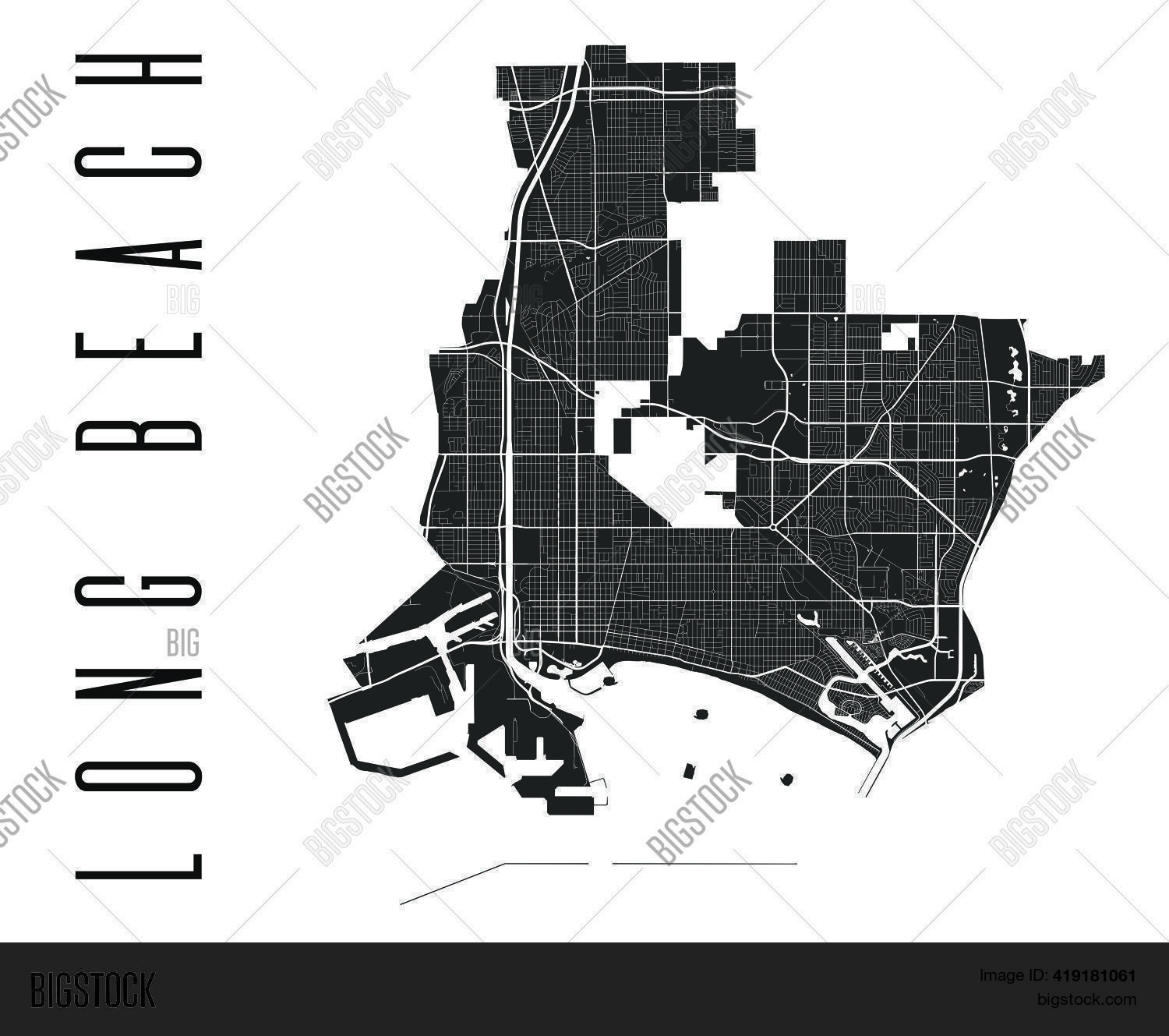 Long Beach Map. Vector & Photo (Free Trial) | Bigstock
