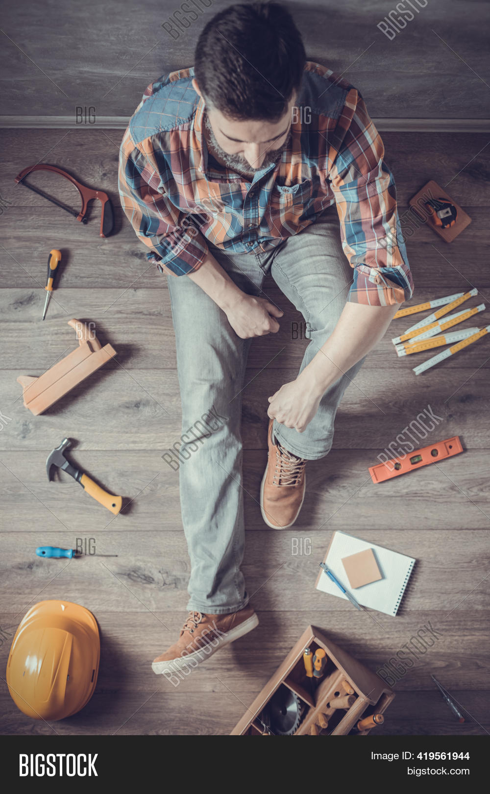 Man Worker Sitting On Image & Photo (Free Trial) | Bigstock