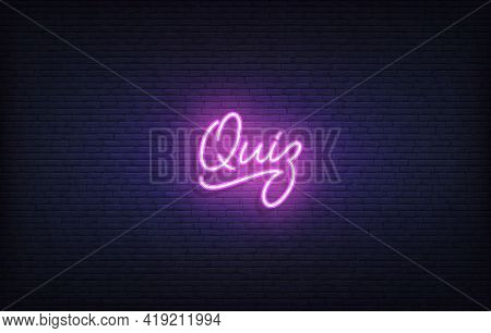 Quiz Neon Sign. Vector & Photo (Free Trial) | Bigstock