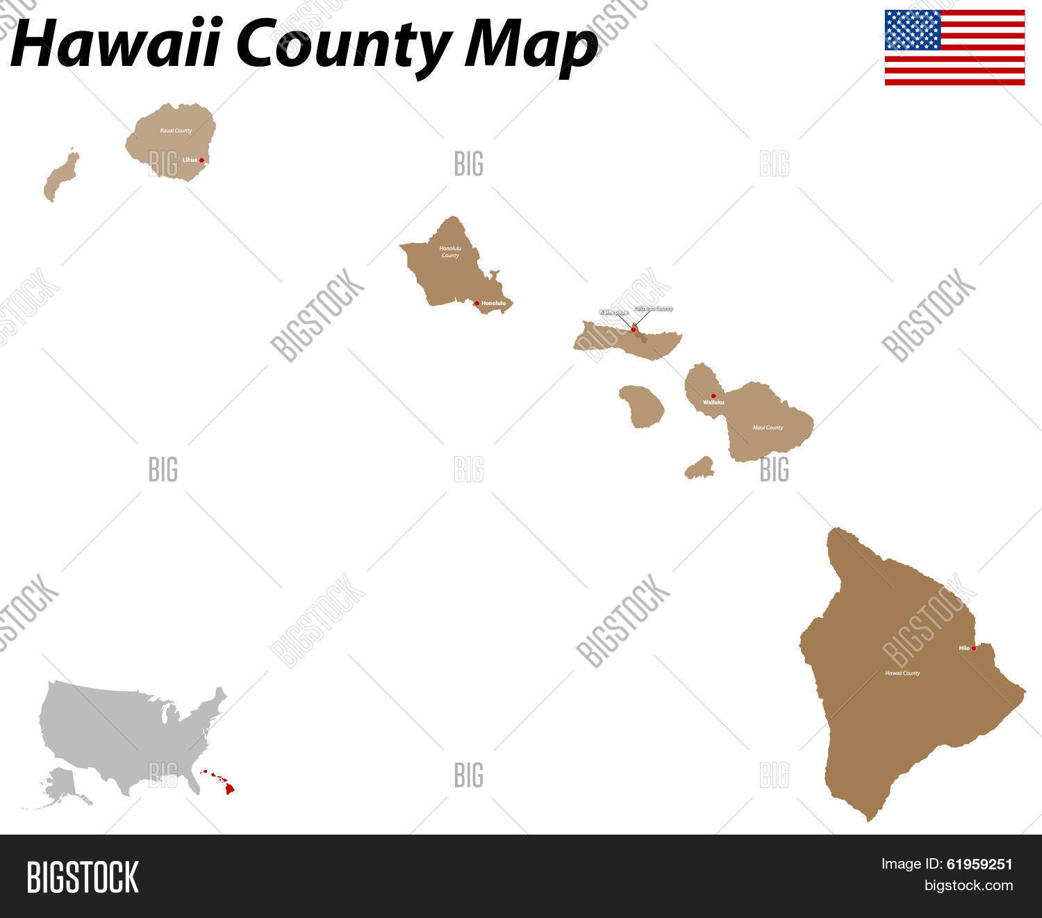 Honolulu County Map Vector & Photo (Free Trial) | Bigstock