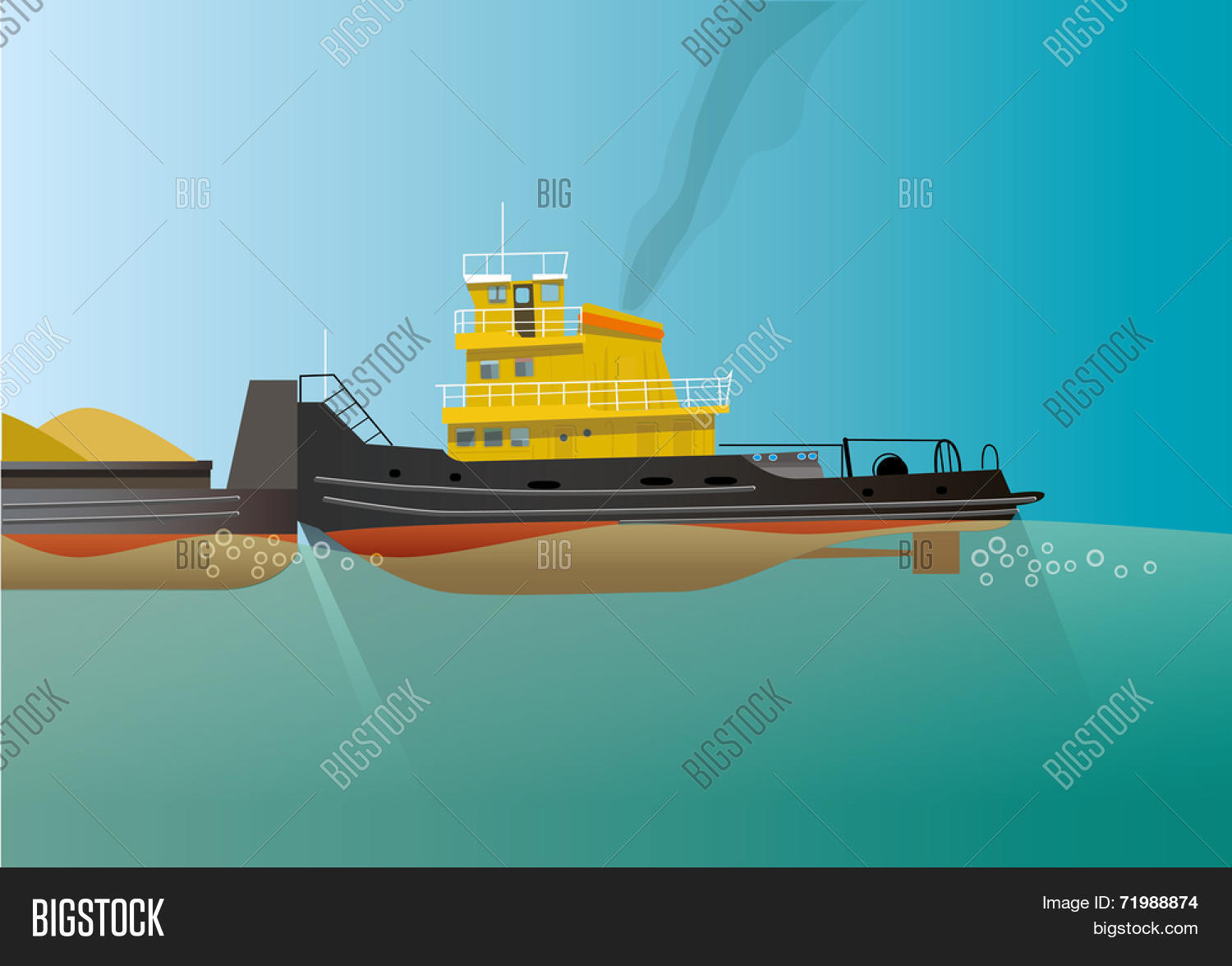 Pusher Boat Barge Vector & Photo (Free Trial) | Bigstock