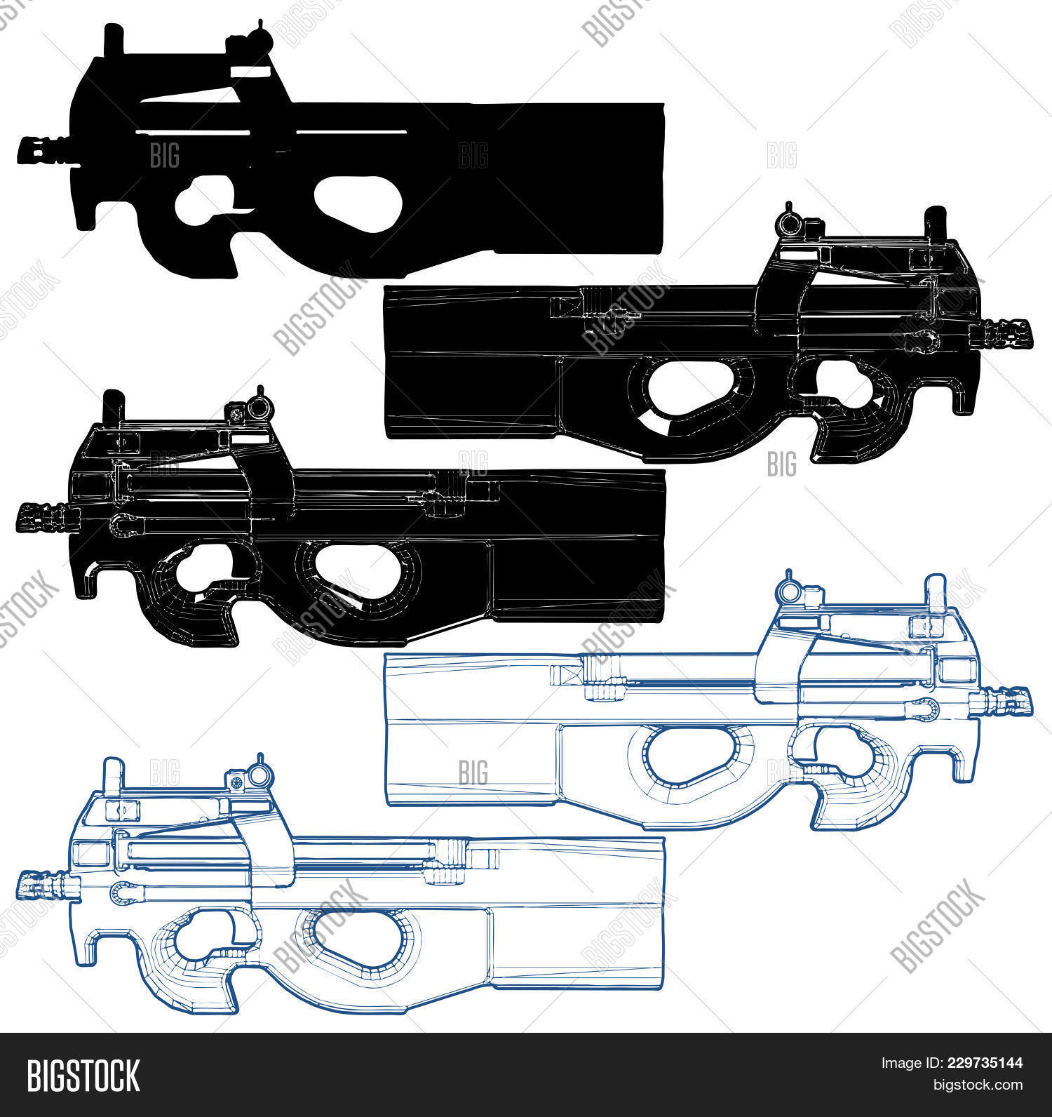 Automatic Gun Vector & Photo (Free Trial) | Bigstock