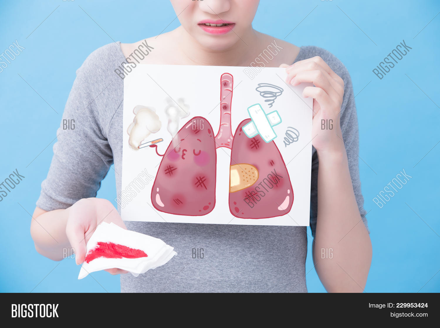 Woman Take Sick Lung Image & Photo (Free Trial) | Bigstock