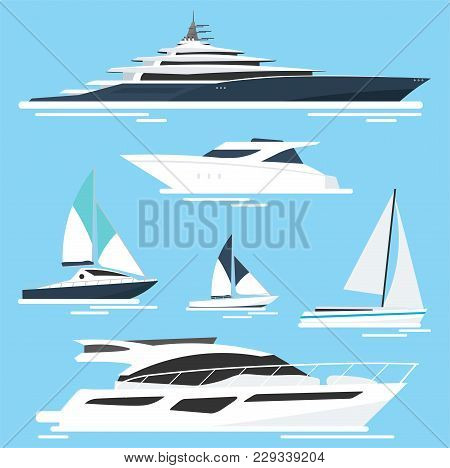 Set Yachts Boats. Sea Vector & Photo (Free Trial) | Bigstock