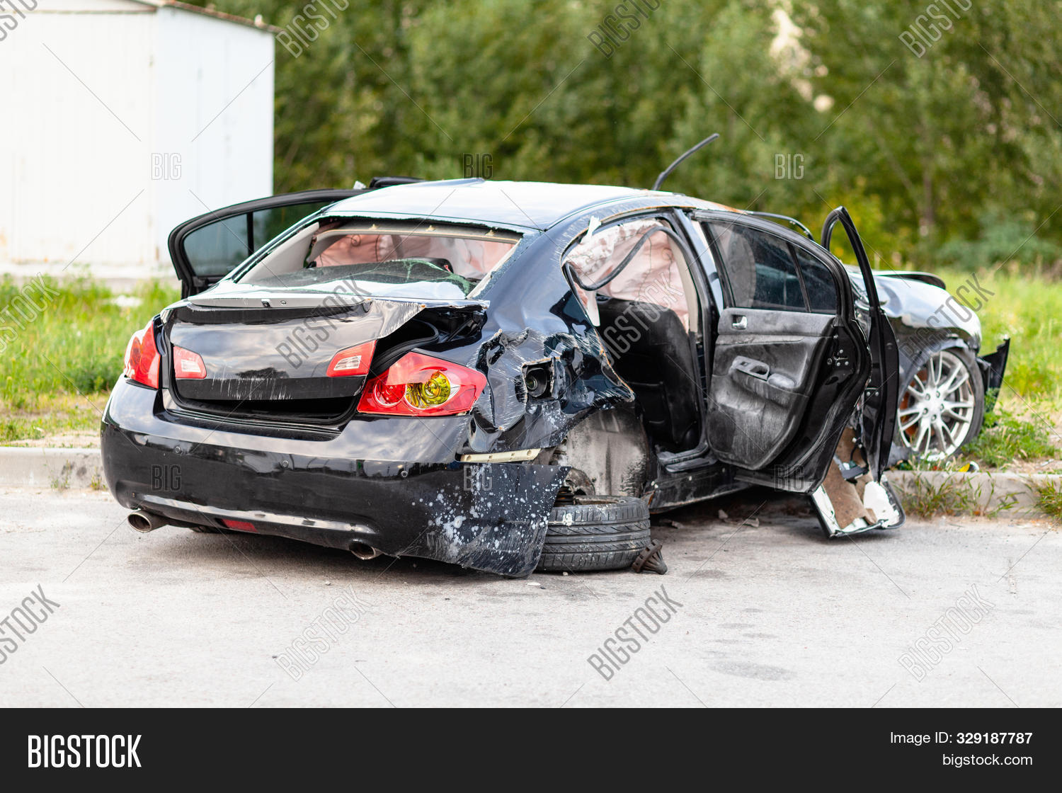 Wrecked Car On Side Image & Photo (Free Trial) | Bigstock