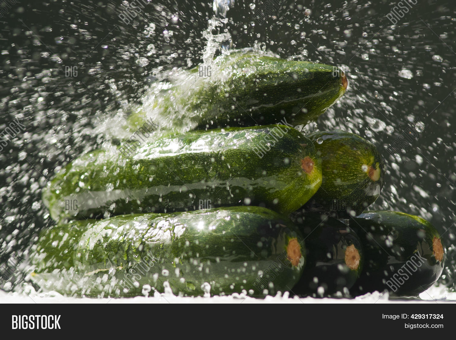 Wet Zucchini On Dark Image & Photo (Free Trial) | Bigstock
