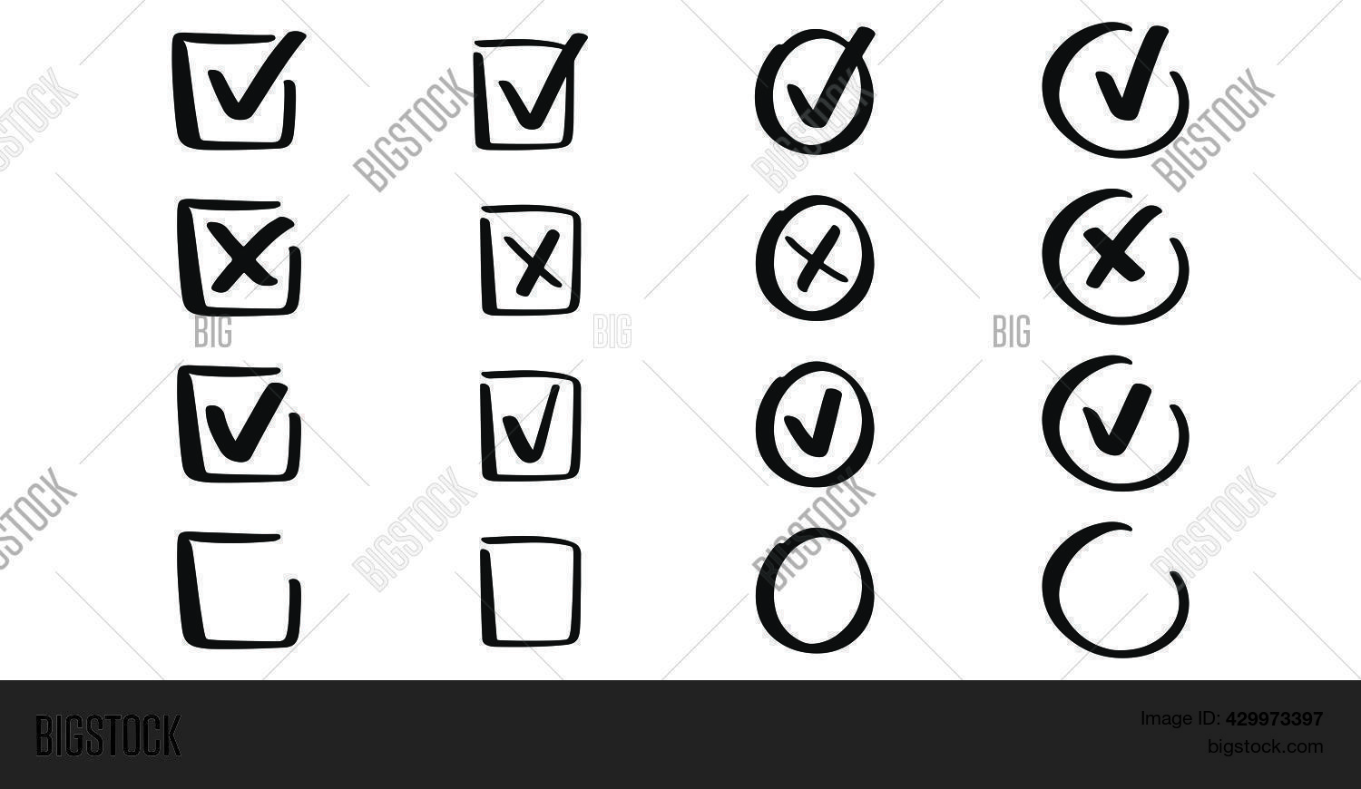 Hand Drawn Checkmark Vector & Photo (Free Trial) | Bigstock