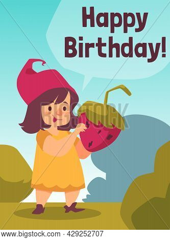 Girl Dwarf Birthday Vector & Photo (Free Trial) | Bigstock