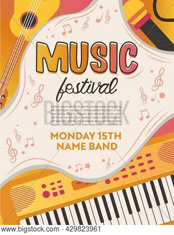 Elegant Playful Pop Rock Music Party Festival Poster In Creative Style ...