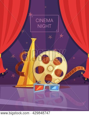 Cinema Night Cartoon Vector & Photo (Free Trial) | Bigstock