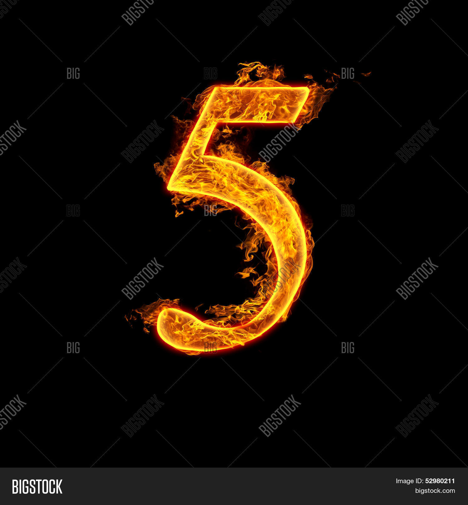 Fire Alphabet Number 5 Image & Photo (Free Trial) | Bigstock