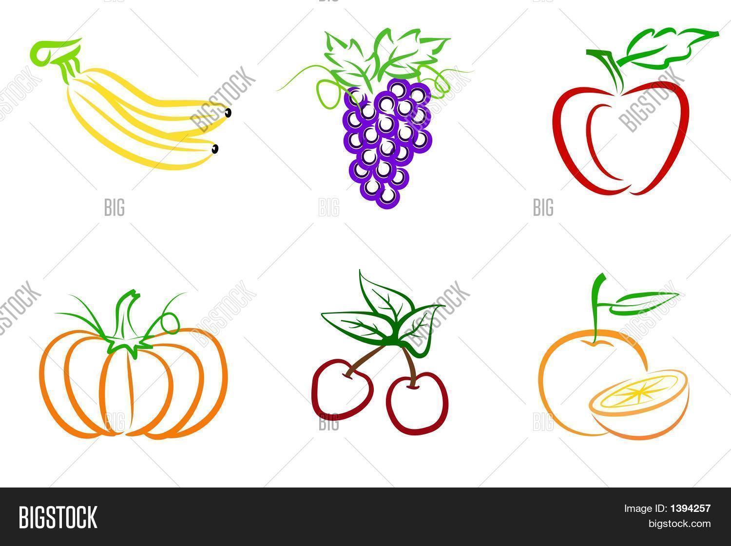Fruit Line Art Image & Photo (Free Trial) | Bigstock